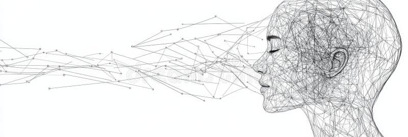 A Pencil Drawing of a Human Head with Lines Extending from the Head ...