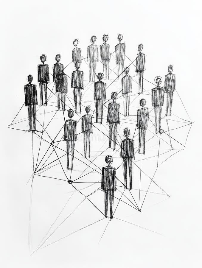 A Pencil Drawing of Interconnected People Symbolizing Collaboration ...