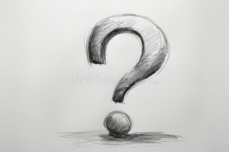 Pencil Drawing of a Large Question Mark on White Paper, with a Pencil ...
