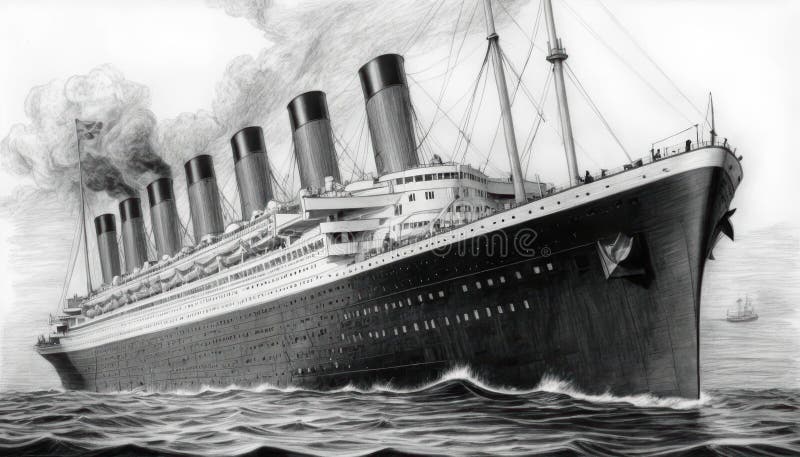 Pencil Drawing of Legendary Titanic. Stock Illustration - Illustration ...