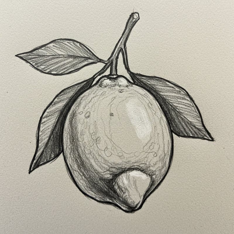Pencil Drawing of a Lemon on a Textured White Background Showcases ...