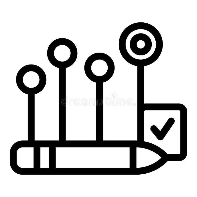 Pencil Drawing a Line Connecting Dots with Check Mark Symbol for ...