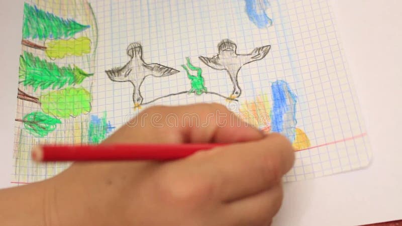 Pencil Drawing on Lined Paper Stock Footage - Video of drawing, tale ...