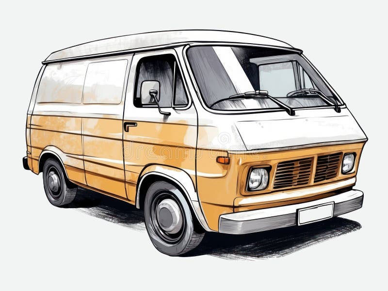 Pencil Drawing of a Minibus Van, Great for Use in Design, Illustration ...