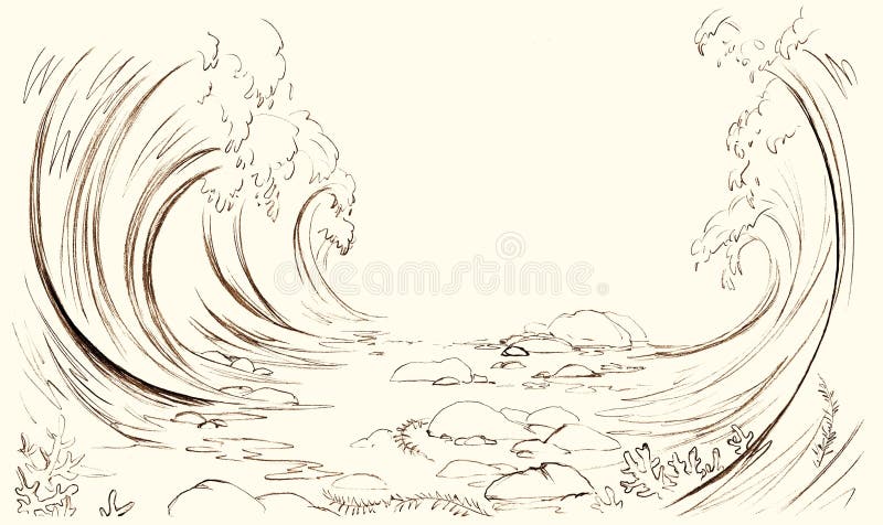 Pencil Drawing. Moses Leads the People Across the Sea Stock ...