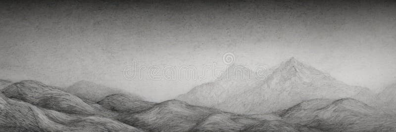 Pencil Drawing, Mountains and Hills. Volumetric Drawing with Pencil on ...