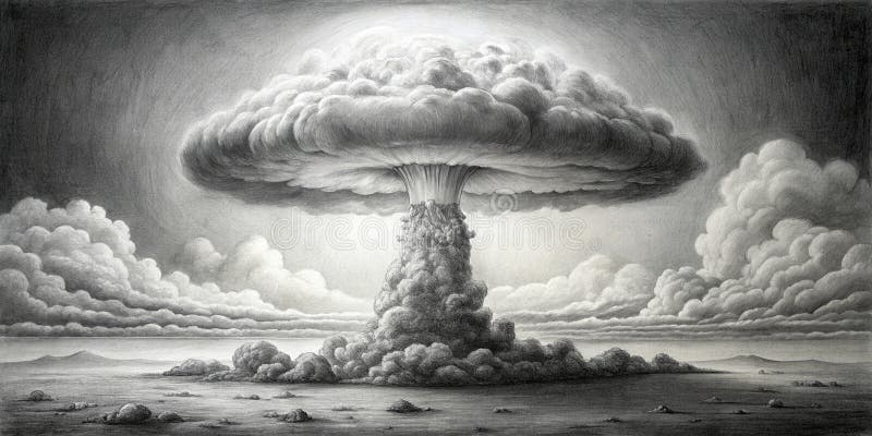 Pencil Drawing of a Nuclear Boom Explosive Creative AI Stock ...
