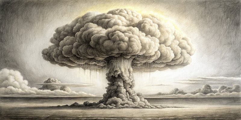 Pencil Drawing of a Nuclear Boom Explosive Generative by AI Stock ...