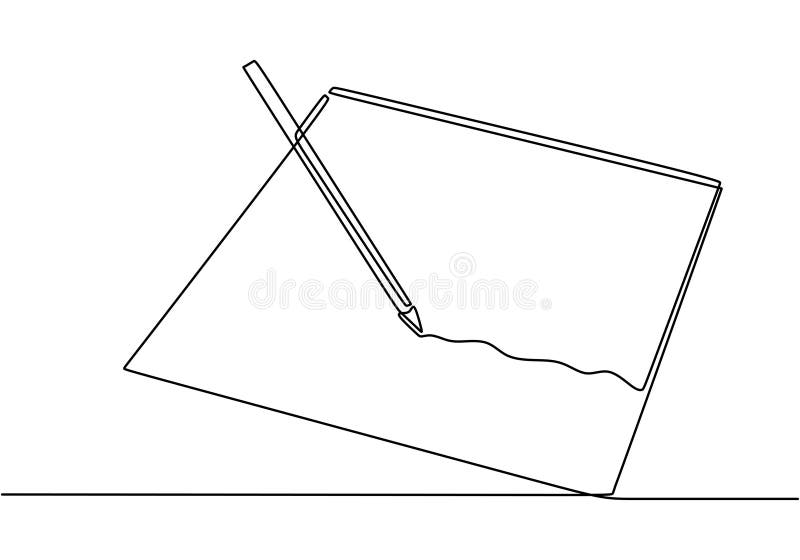 Pencil Drawing on Paper in Continuous Line Drawing. Process of Creating ...