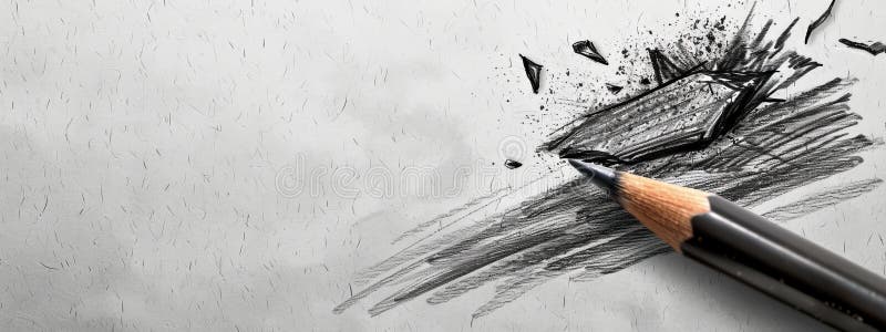 A Pencil Drawing on Paper with a Pencil Tip Extending Stock ...