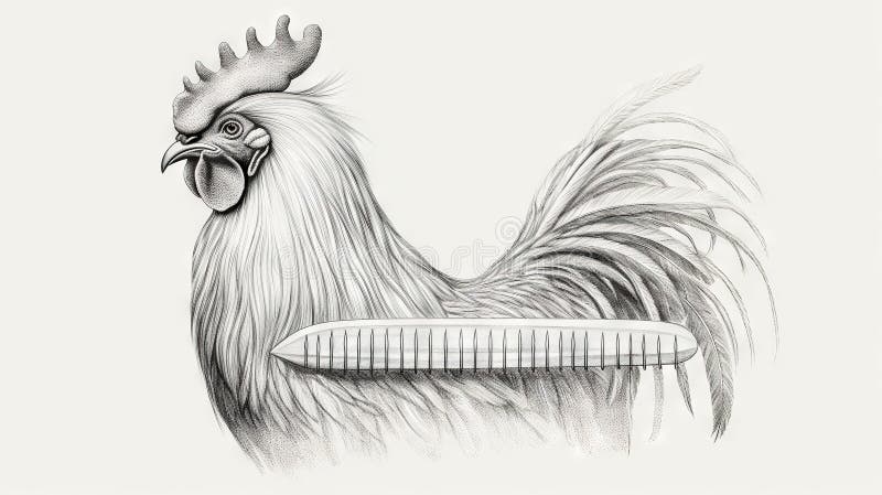 A Pencil Drawing of a Rooster with a Comb in Its Beak. Generative Ai ...