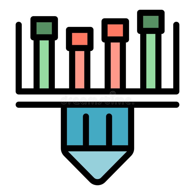 Pencil Drawing Statistical Bar Chart with Color Sections Stock Vector ...