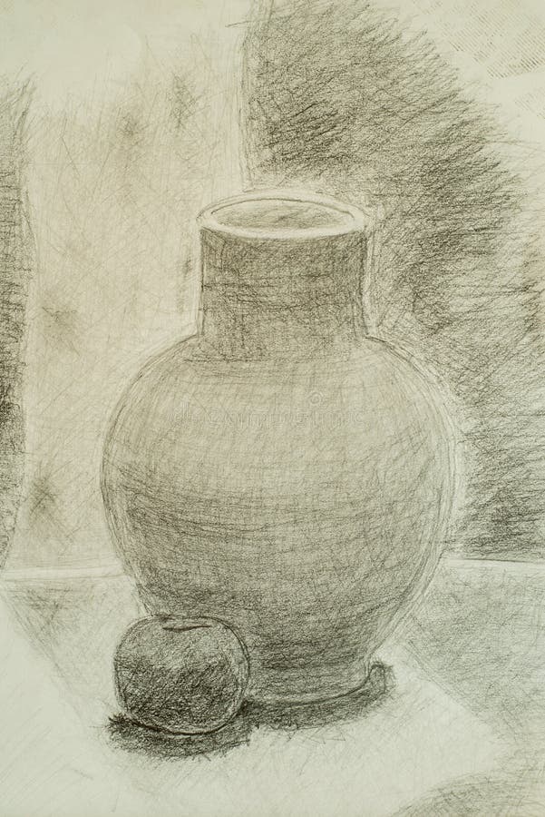 Pencil Drawing of a Still Life Editorial Photo - Image of drapery ...