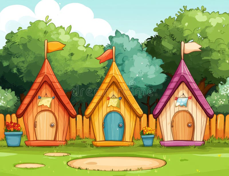 A Pencil Drawing of a Three-story Home in the Backyard Stock Image ...