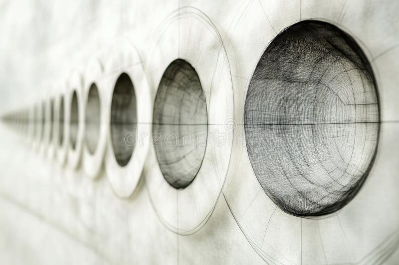 Pencil Drawing on White Paper. Circular Lines in Black Pencil on White ...