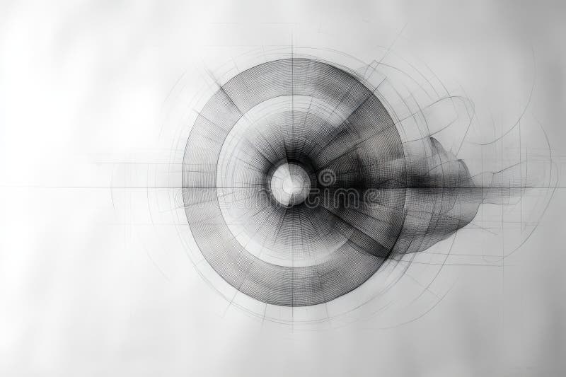 Pencil Drawing on White Paper. Circular Lines in Black Pencil on White ...