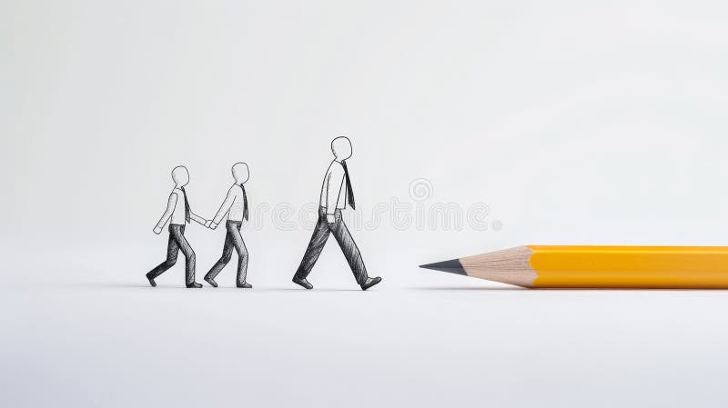 Pencil Drawn Businessmen Walking Towards Opportunity Symbolizing ...