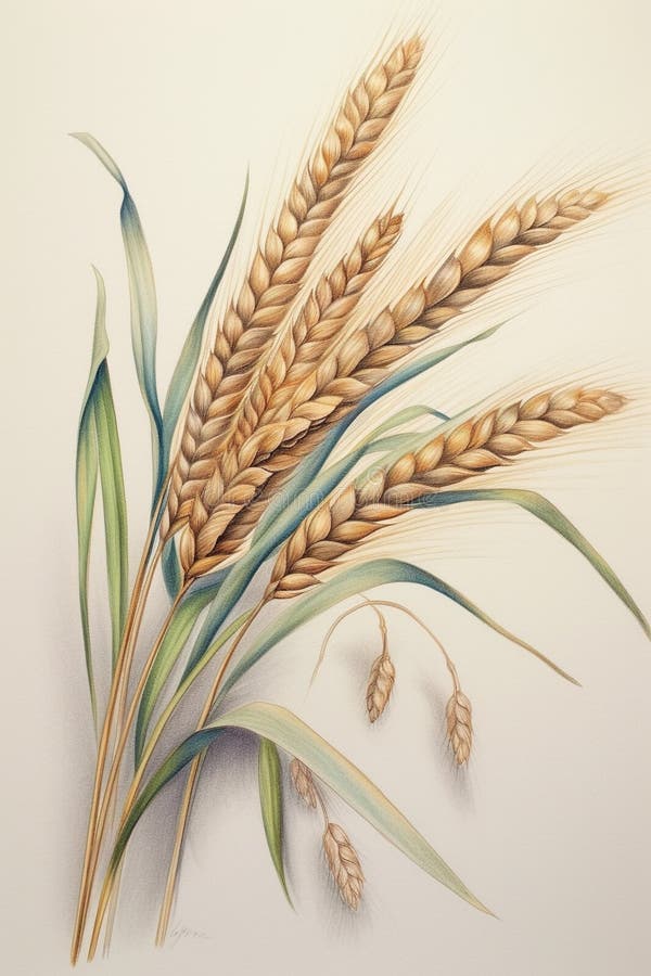 Pencil Drawn Wheat. Generative AI Stock Illustration - Illustration of ...