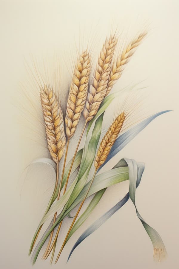 Pencil Drawn Wheat. Generative AI Stock Illustration - Illustration of ...