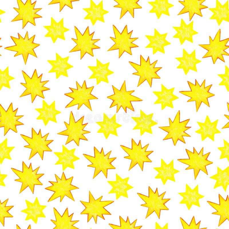 Pencil Drawn Yellow Stars Clipart, Starry Elements, Isolated Stars ...