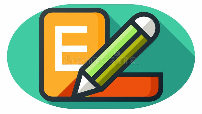 Pencil and E Icon, Education Symbol and Learning Tool Vector Design ...
