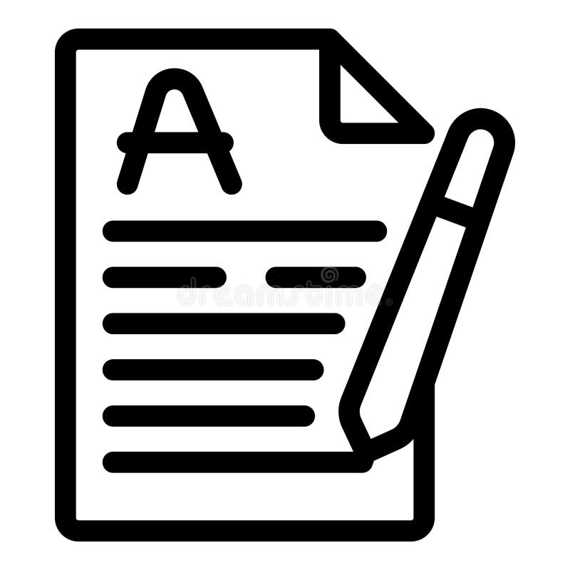 Pencil Editing Paper Document with Letter Grade a Icon Stock ...