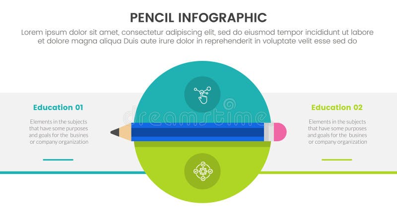 Pencil Education Infographic 2 Point Stage Template with Big Full ...