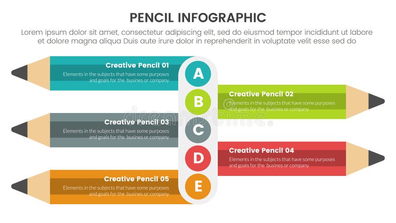 Pencil Education Infographic 4 Point Stage Template with Big Container ...