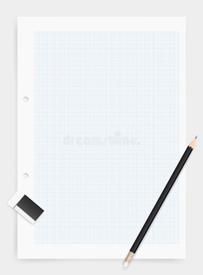 Pencil and Eraser on Drawing Paper Background. Stock Vector ...