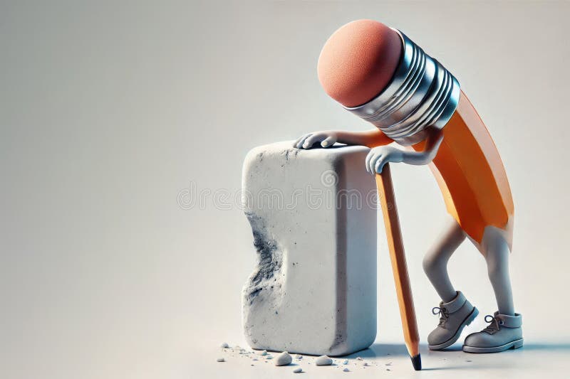 Pencil and Eraser in the Form of Tired Characters. Space for Text ...