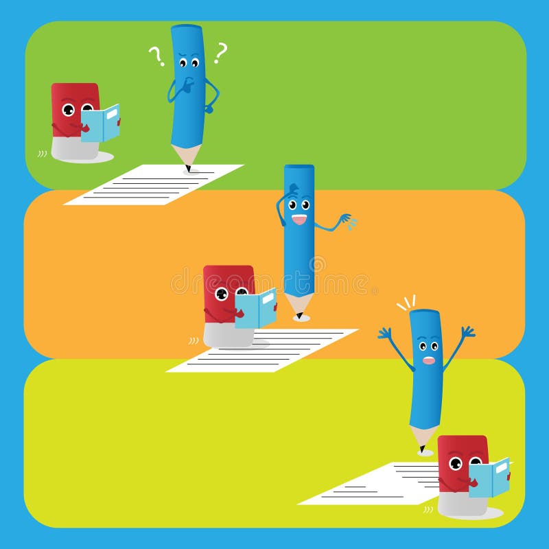 Pencil & Eraser : Homework Stock Vector - Illustration of blue, school ...