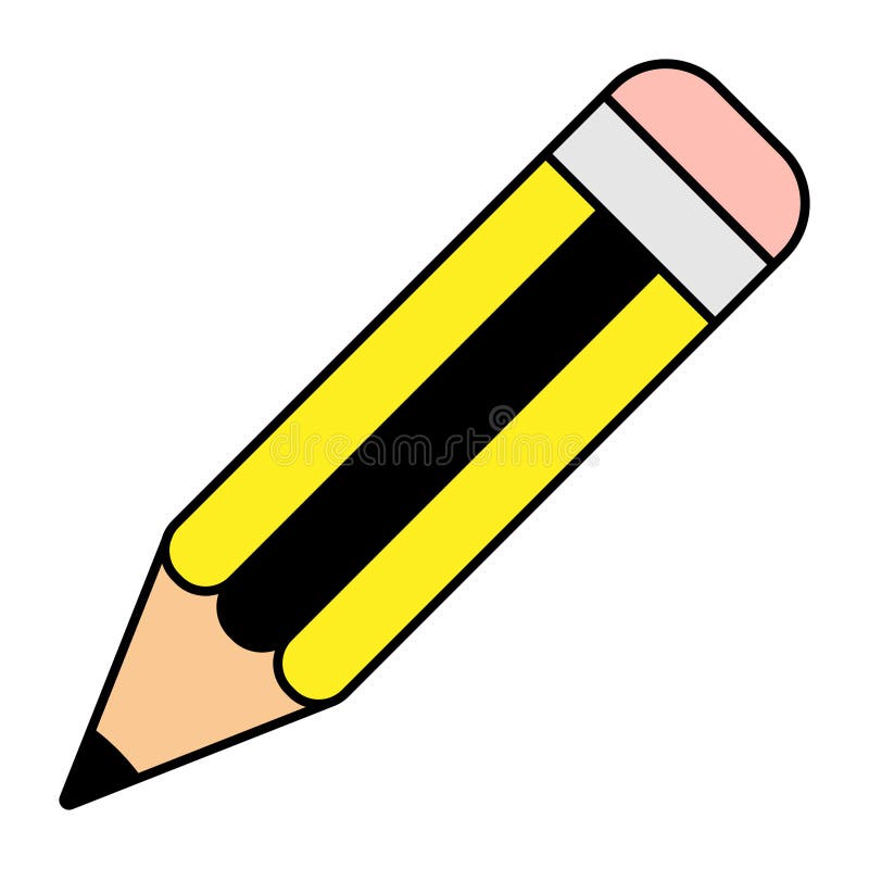 Pencil with Eraser Icon Symbol Stock Vector - Illustration of draw ...