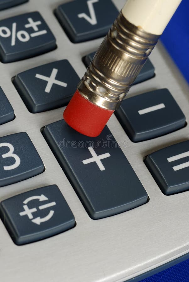Pencil Eraser Pointing To the Add Button Stock Image - Image of ...
