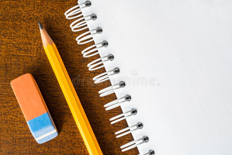 Pencil and Eraser on the Wooden Table Stock Photo - Image of office ...