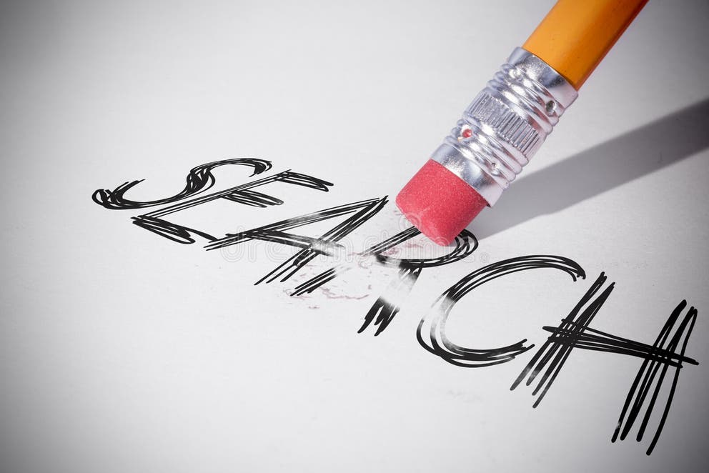 Pencil Erasing the Word Search Stock Photo - Image of erasing, people ...