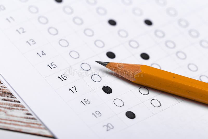 Testing in Exercise and Exam Paper. Computer Sheet with Pencil in ...