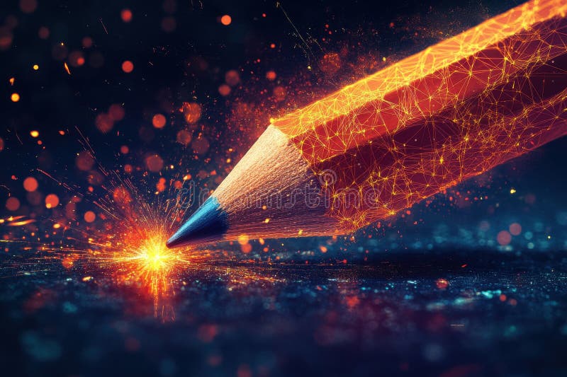 A Pencil is on Fire and the Flames are Reflecting on the Water Stock ...