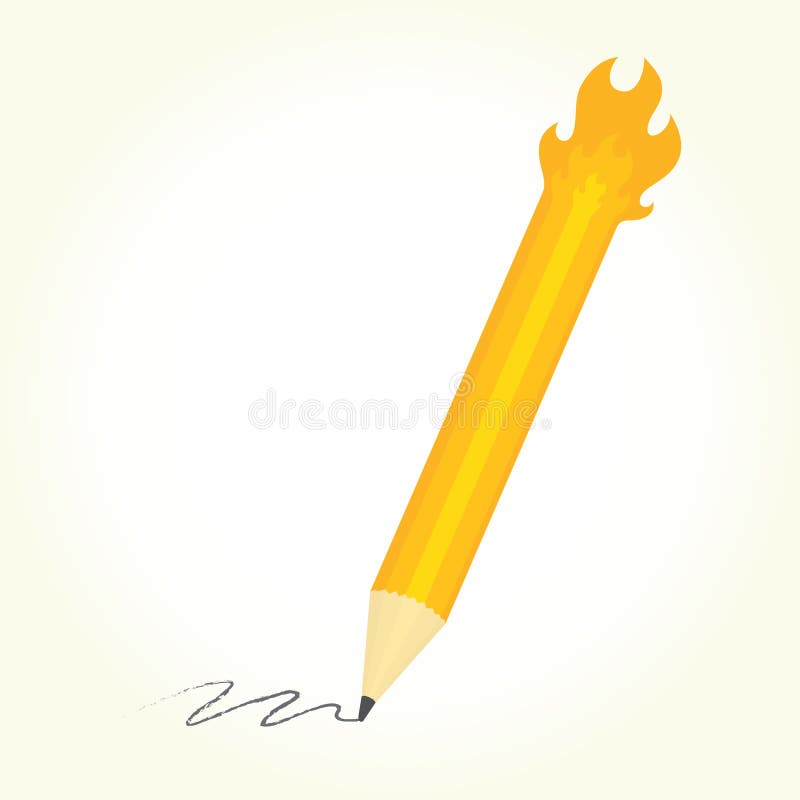 Pencil is on fire vector stock vector. Illustration of school - 72019125