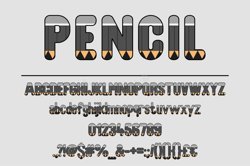 Pencil Font Set. Creative Typography Stock Vector - Illustration of ...