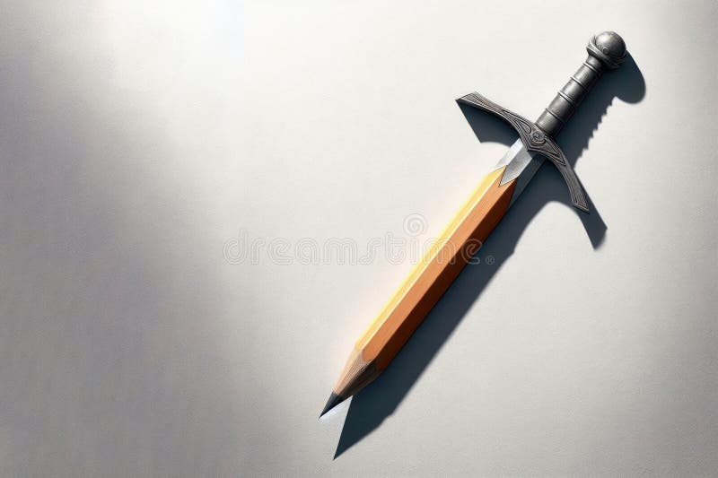 Pencil in the Form of a Sword. Space for Text. Stock Image - Image of ...