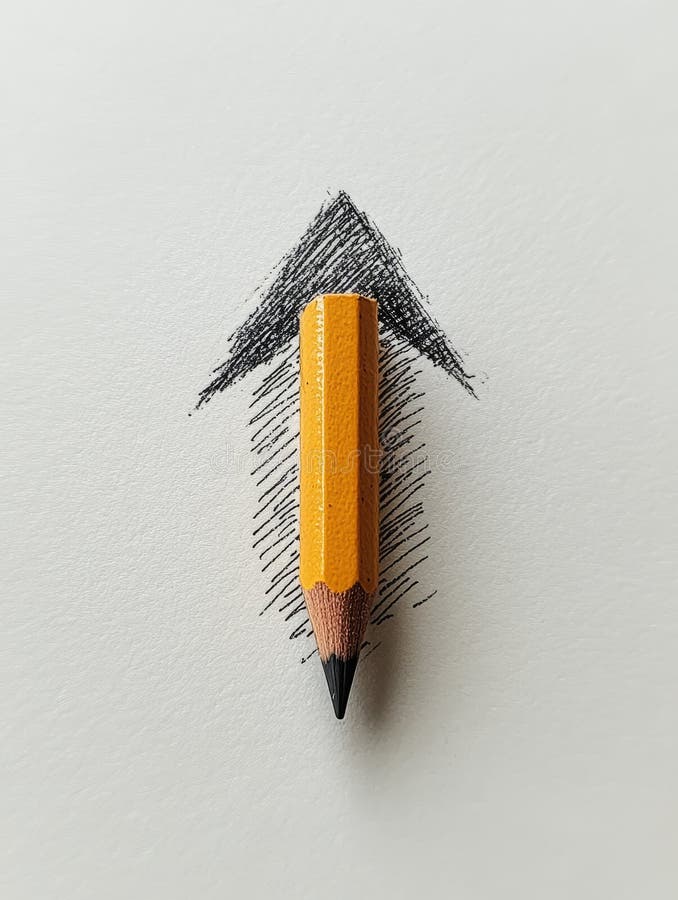 Pencil Forming an Upward Arrow with Sketch Lines. Stock Image - Image ...