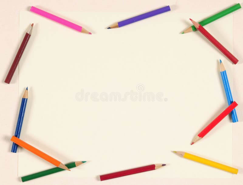 Pencil frame. stock image. Image of group, crayons, draw - 12400981