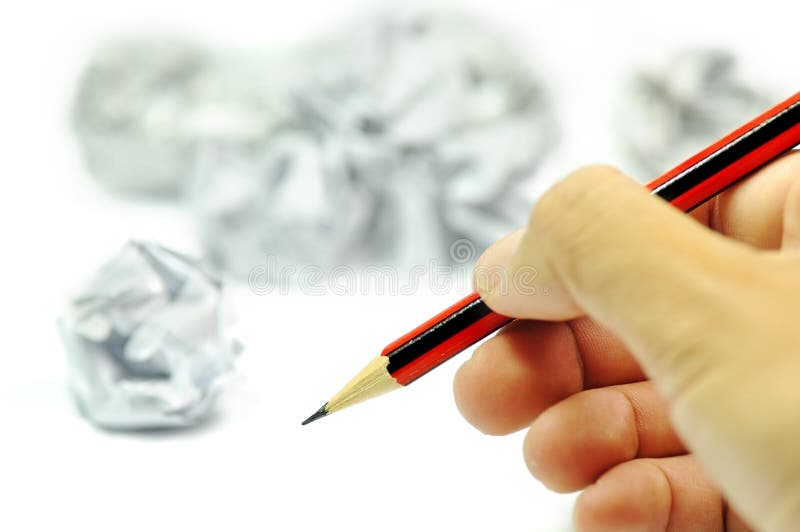 Pencil in hand stock image. Image of dull, paper, crumple - 19526315