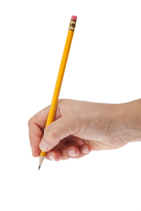 Female Teen Hand Holding Pencil with Eraser Top Stock Image - Image of ...