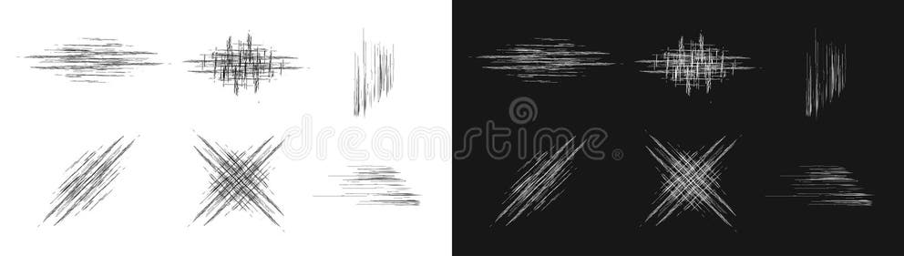 Pencil Hatching Decor Elements Vector Graphic Set, Pen Scratches ...