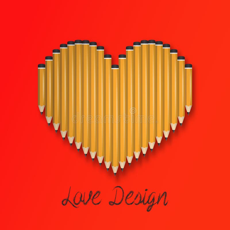 Pencil heart shape stock vector. Illustration of group - 48782423