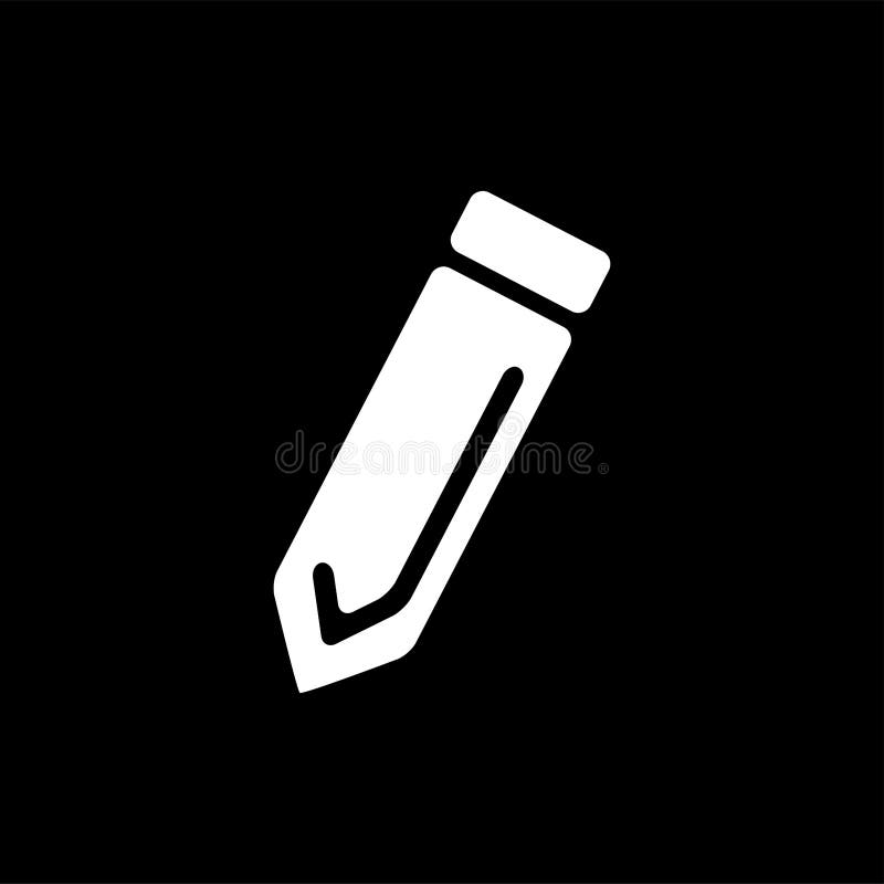 Pencil Icon on Black Background. Black Flat Style Vector Illustration ...