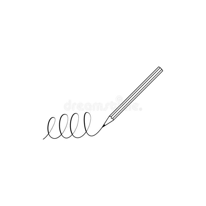Pencil Icon. Curved Line Icon with Pen Stock Vector - Illustration of ...