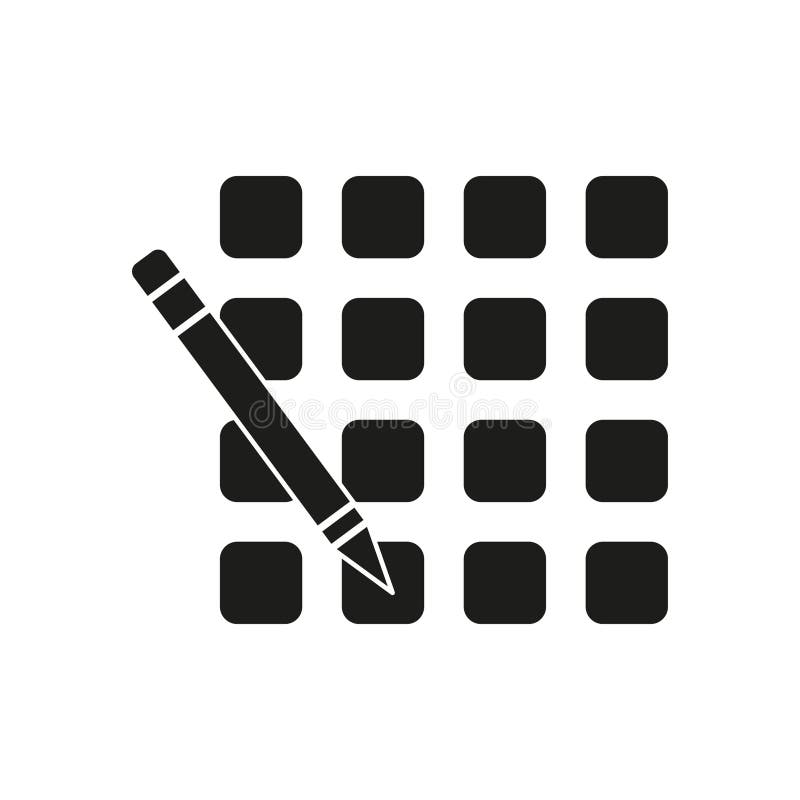 Pencil Icon Design. Grid of Squares. Creative Editing Symbol. Minimal ...