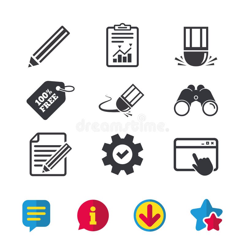 Pencil Icon. Edit Document File. Eraser Sign Stock Vector ...